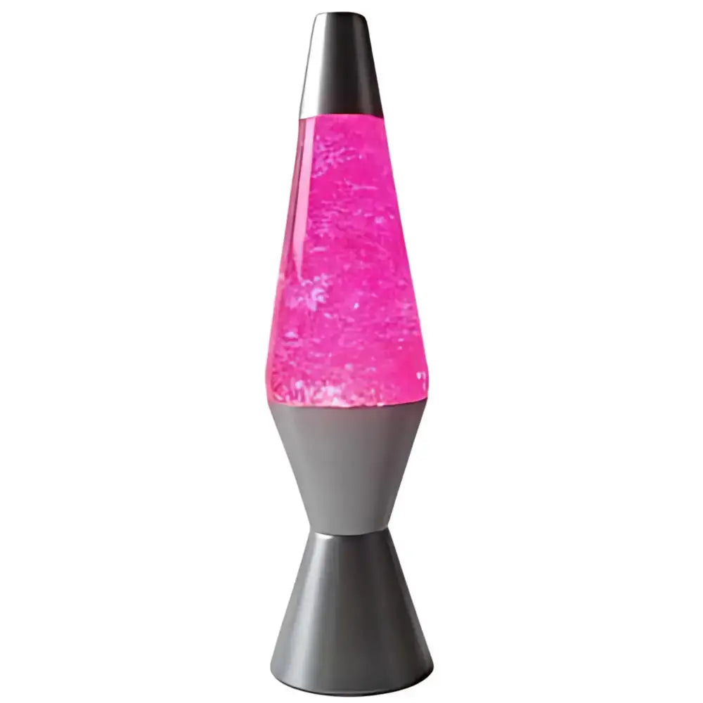 Pink Glitter Lava Lamp – Sparkling Retro Motion Lamp with Silver Base ...